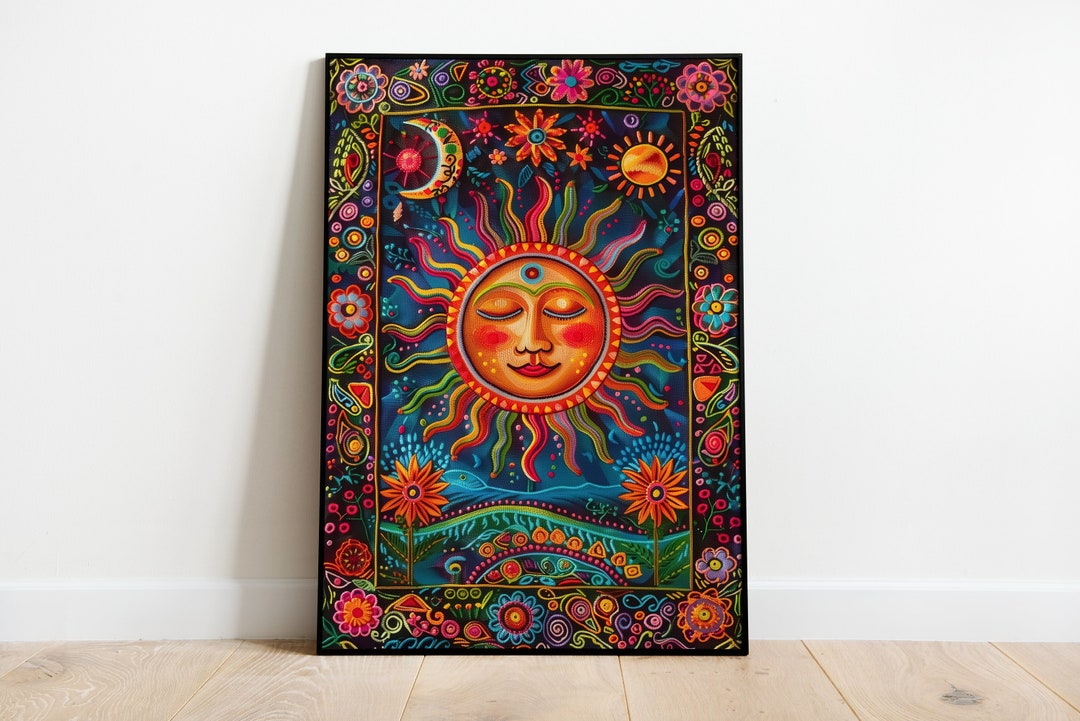 Huichol Sun Art: Mexican Abstract Digital Print (digital Download) - Etsy