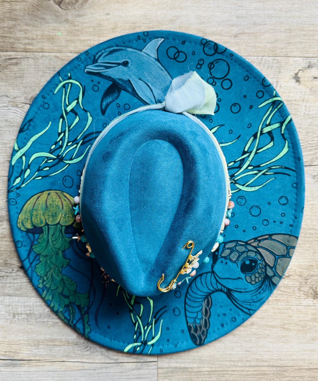 Hand-painted Engraved Fedora Hat: Burnt Pyro Under the Sea Design - Etsy