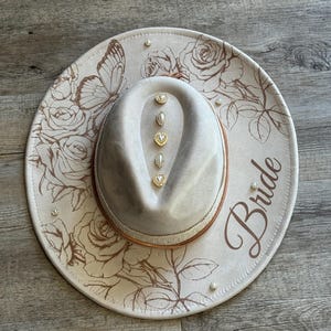 Handpainted Bride Fedora Hat – Burnt Rose Design, Wedding Hat - Etsy