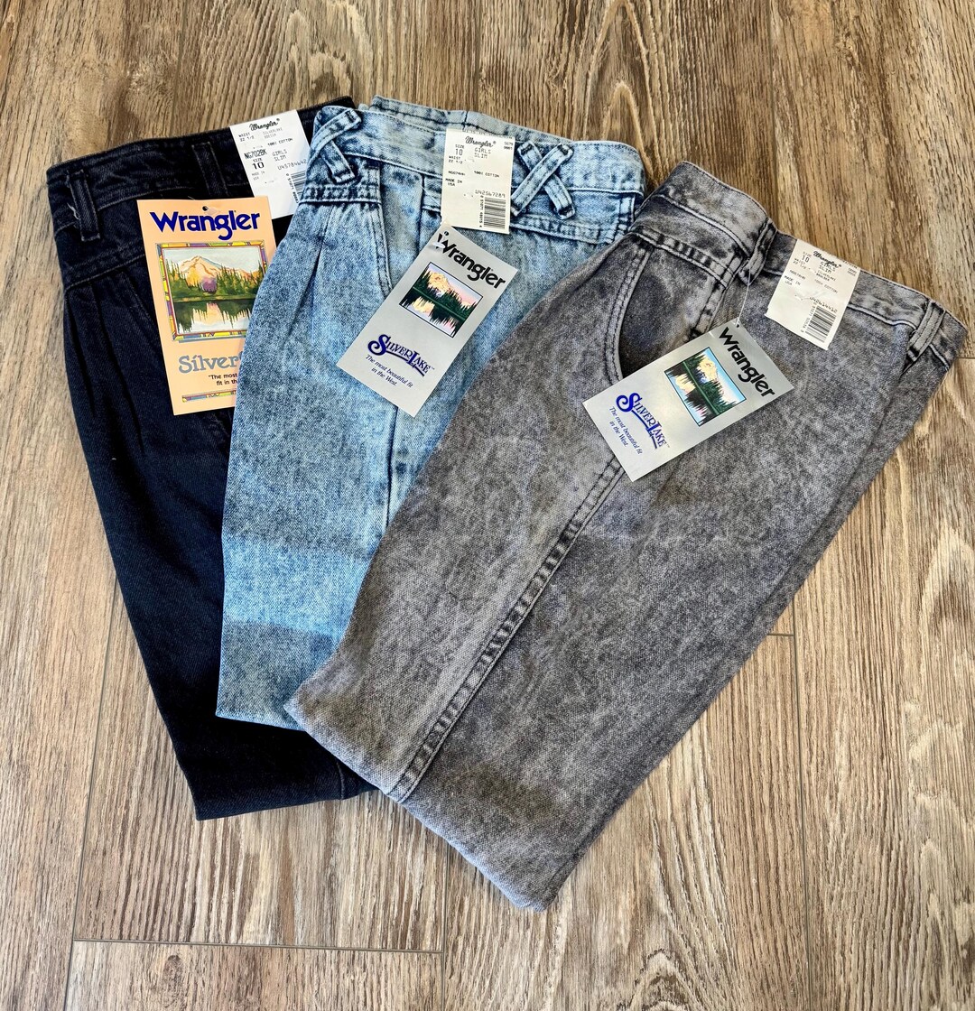 Lot of (3) Vintage Wrangler Silverlake Denim Jeans Black, Stonewashed ...