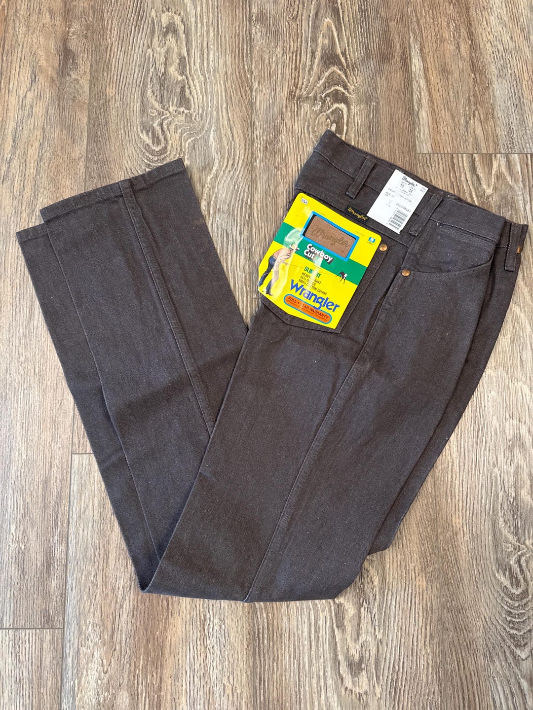 Vintage Wrangler Dark Brown Denim Jeans, Cowboy Cut SLIM Fit 30 X 34 ...