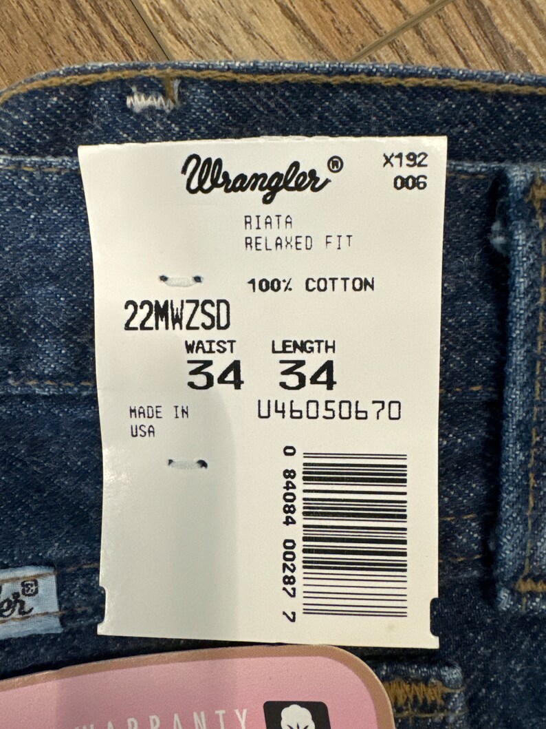 Vintage Blue Wrangler Riata Jeans: Men's Relaxed Fit, 34x34 (new With ...