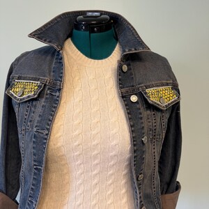 Unique Hand Painted Bumble Bee Blue Denim Gap Jean Jacket Rhinestones ...