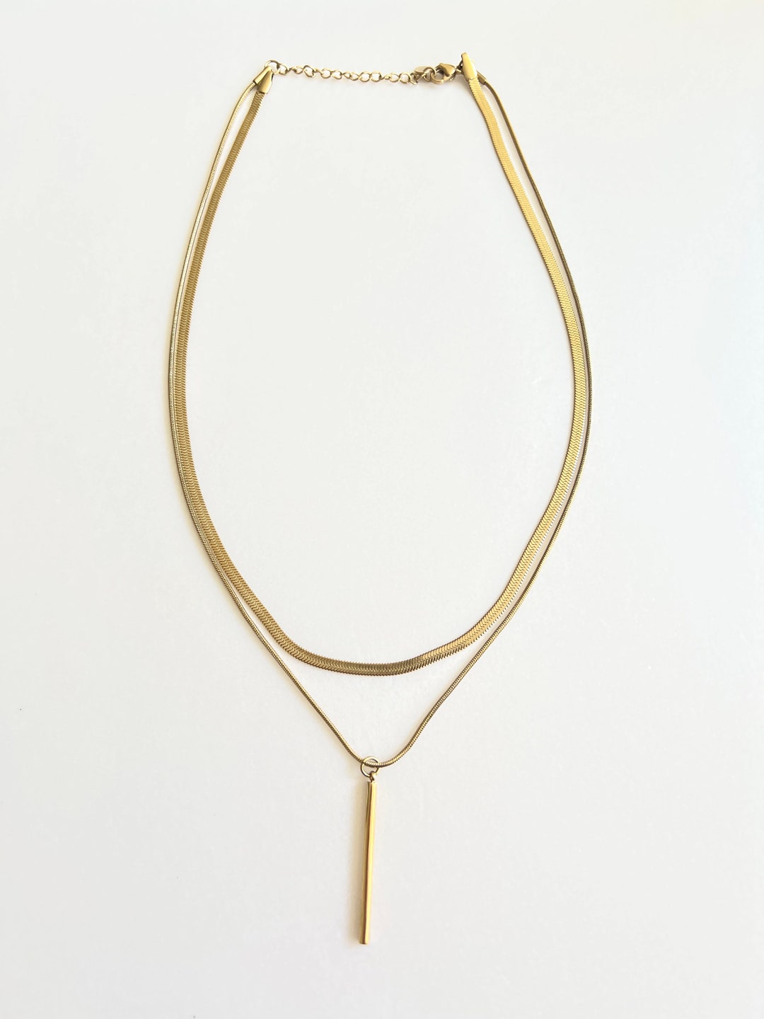 2 Layer Gold Stainless Steel Chain Necklace - Etsy