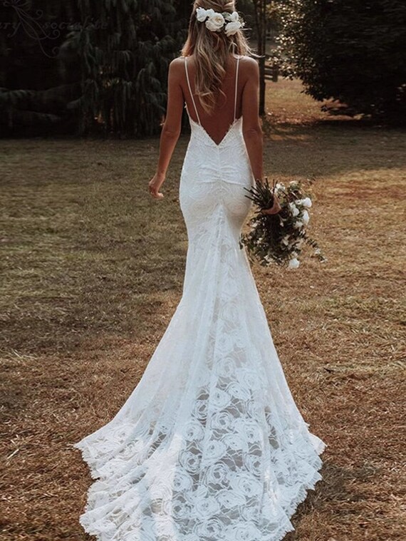 Backless Lace Mermaid Wedding Dresses