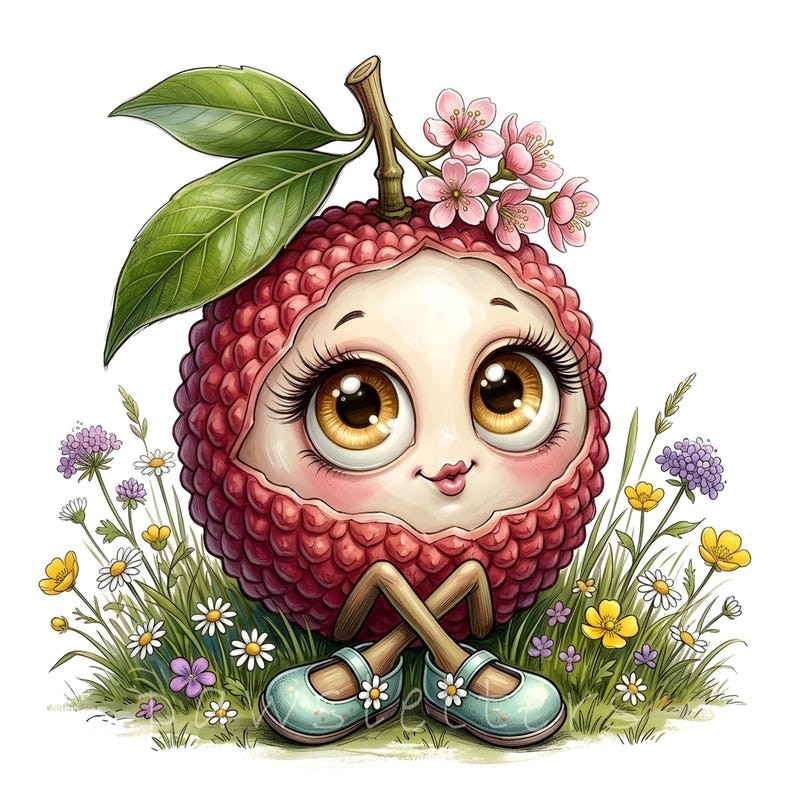 25 Kawaii Fruit Clipart: Whimsical Cute Fruit Art Bundle Summer Food ...