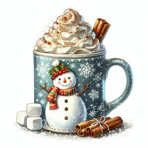 Holiday Hot Cocoa Mug Clipart 10 High Res Watercolor Jpgs Winter Hot ...
