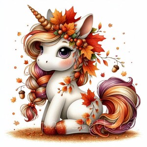 Autumn Unicorn Clipart | Set of 10 | High Quality 300 DPI Jpegs | Baby ...