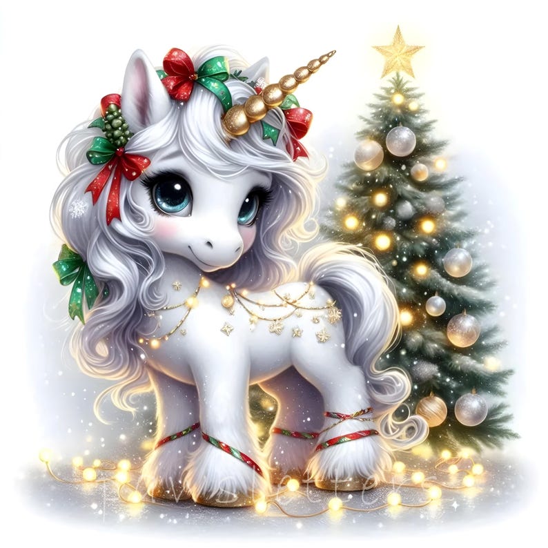 Festive Christmas Unicorn Clipart | Set of 10 | High Quality 300 DPI ...