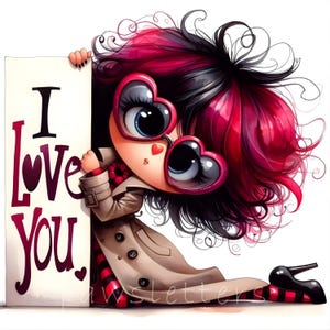 Valentine Girlfriend Clipart - Whimsical Girl Valentine Day Secret ...