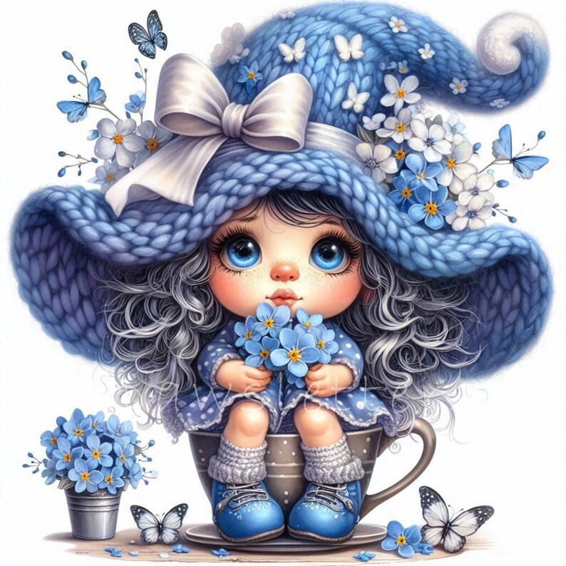 Forget Me Not Gnome Clipart Set of 10 High Quality 300 DPI Jpegs Cute ...