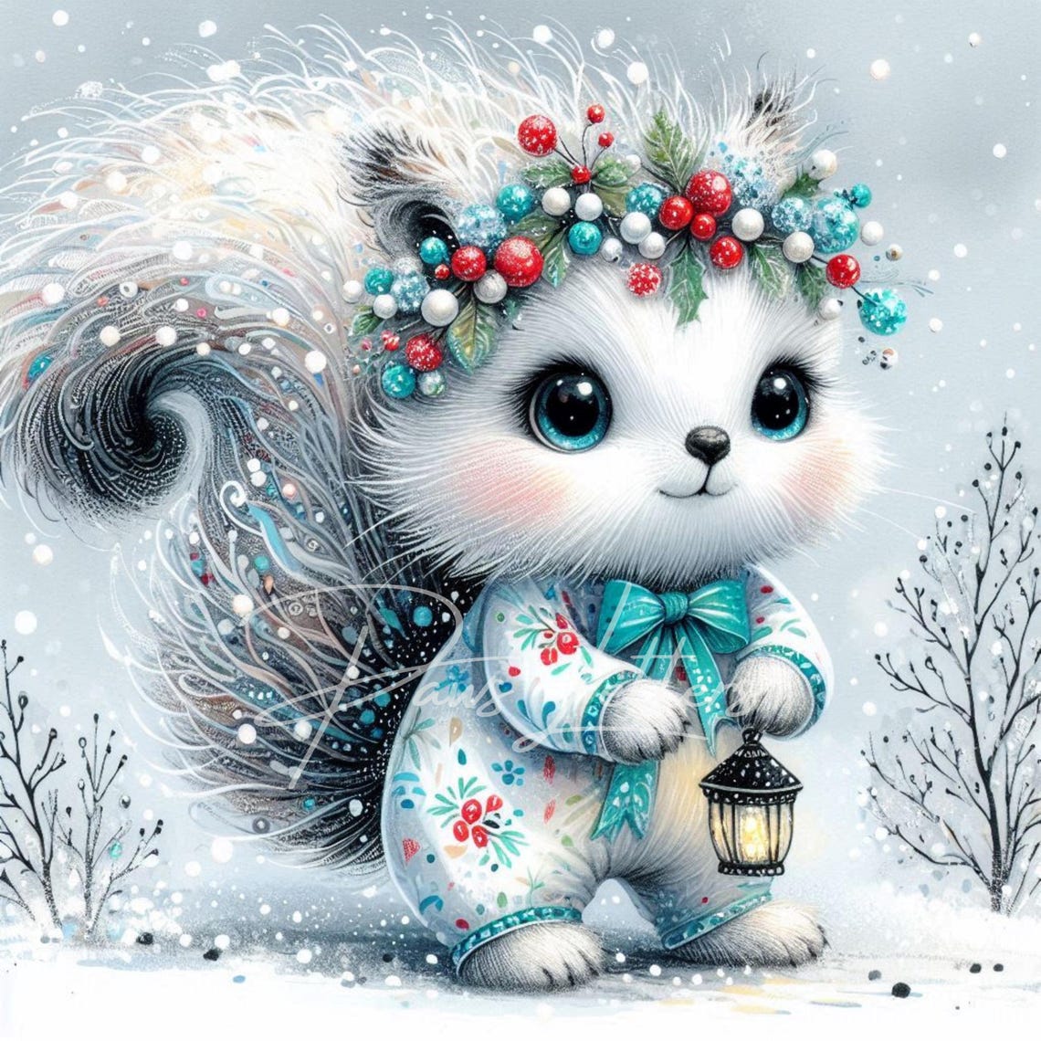 Christmas Animals Clip Art 10 High Res Watercolor Jpgs Winter Animals ...