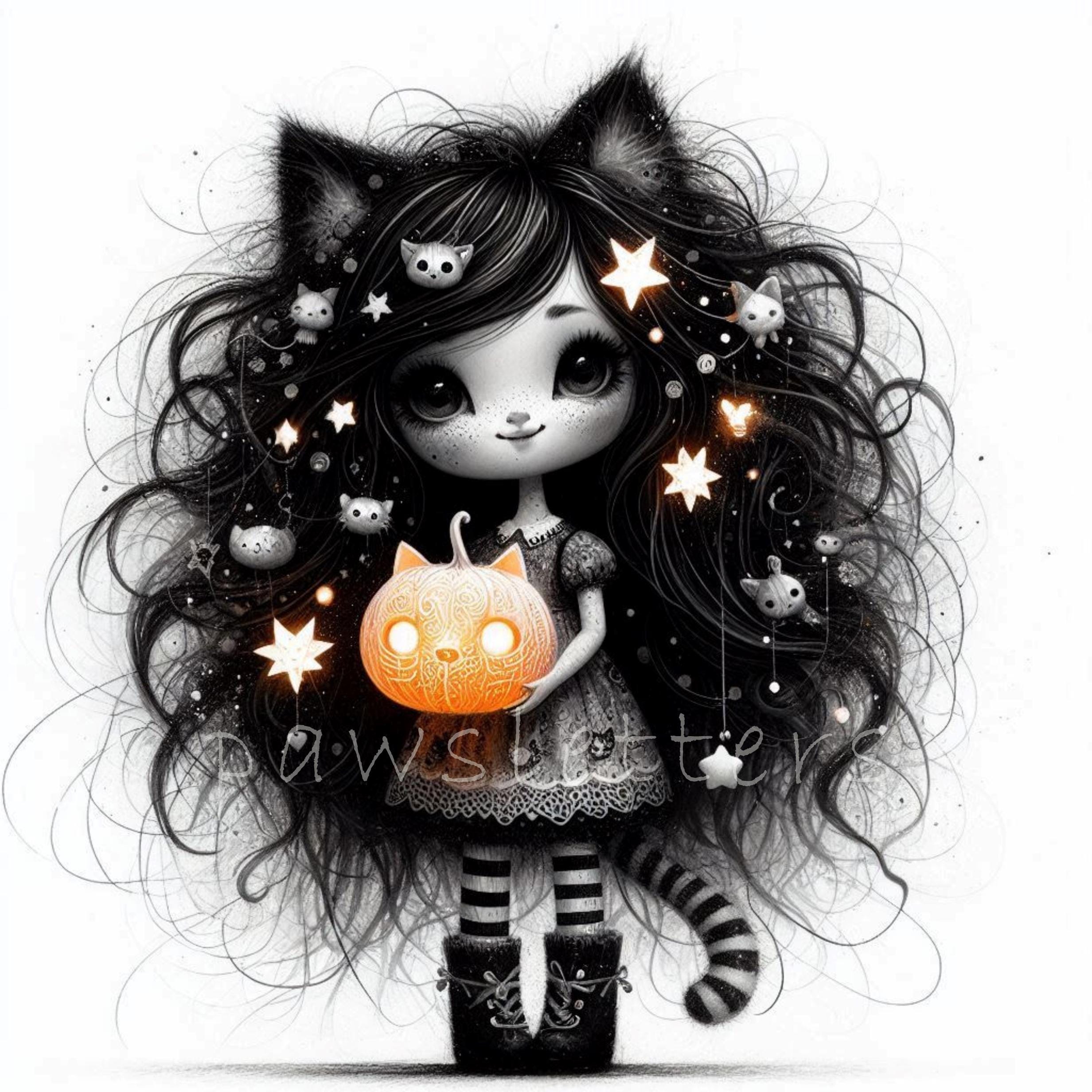 Quirky Girl Halloween Clipart | Set of 10 | High Quality 300 DPI Jpegs ...