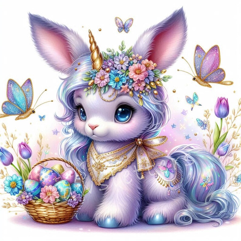 Bunny Unicorn Clipart, 10 Cute Animal JPG, High Quality 300 DPI, Easter ...
