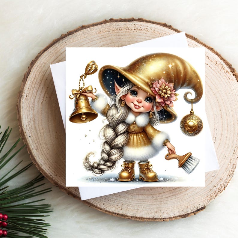 Christmas Bell Gnome Clipart, 10 High Res Watercolor Jpgs for Junk ...