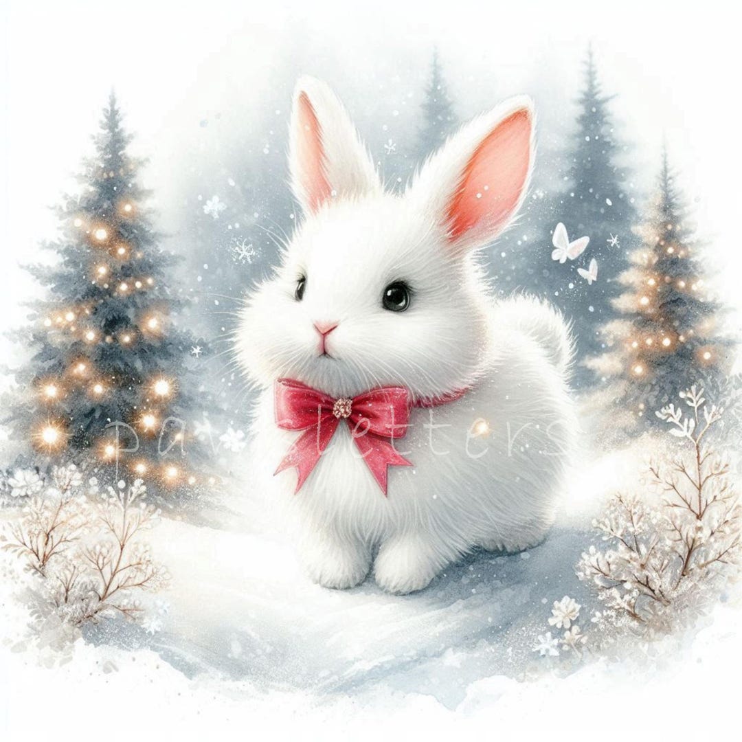 Winter Wonderland Bunny Clip Art 10 High Res Watercolor Jpgs for Junk ...