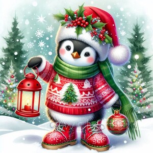Christmas Penguin Clipart | Set of 10 | High Quality 300 DPI Jpegs ...