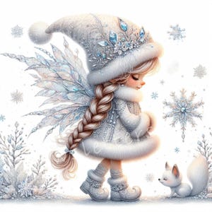Crystal Snowflake Fairy Gnomes Clipart 10 High Res Watercolor Jpgs ...