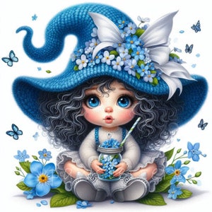 Forget Me Not Gnome Clipart | Set of 10 | High Quality 300 DPI Jpegs ...