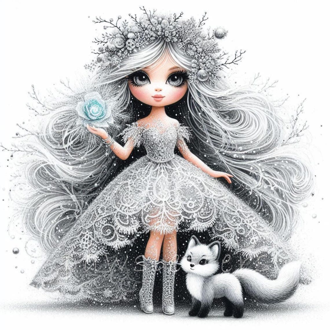 Winter Frost Princess Clip Art 10 High Res Watercolor Jpgs for Junk ...