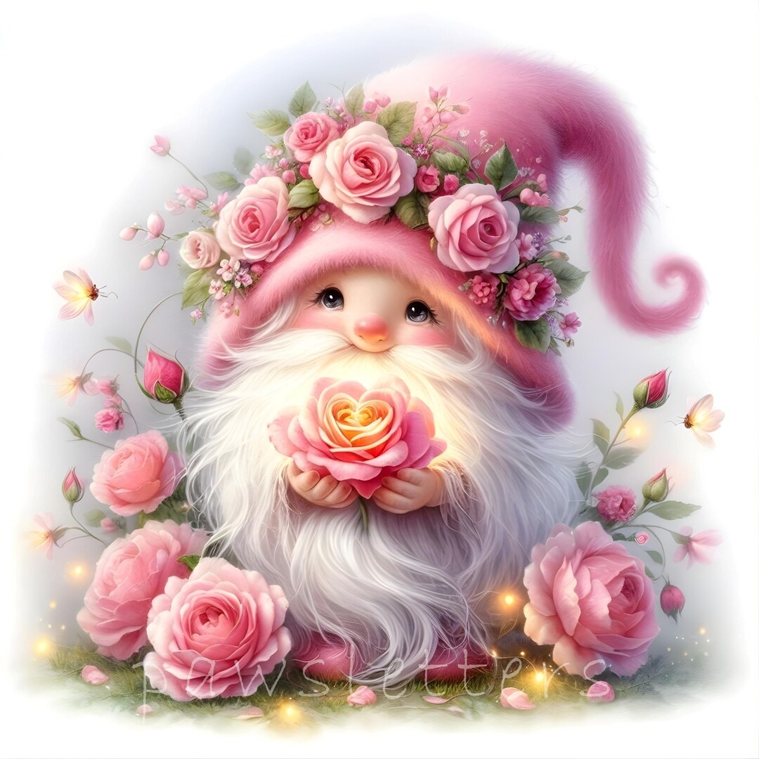 Pink Spring Decor Clipart: Pink Valentines Gnome Paper Craft ...