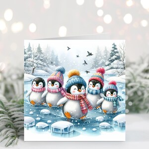 Ice Skating Penguins Clipart 10 High Res Watercolor Jpgs Holiday ...