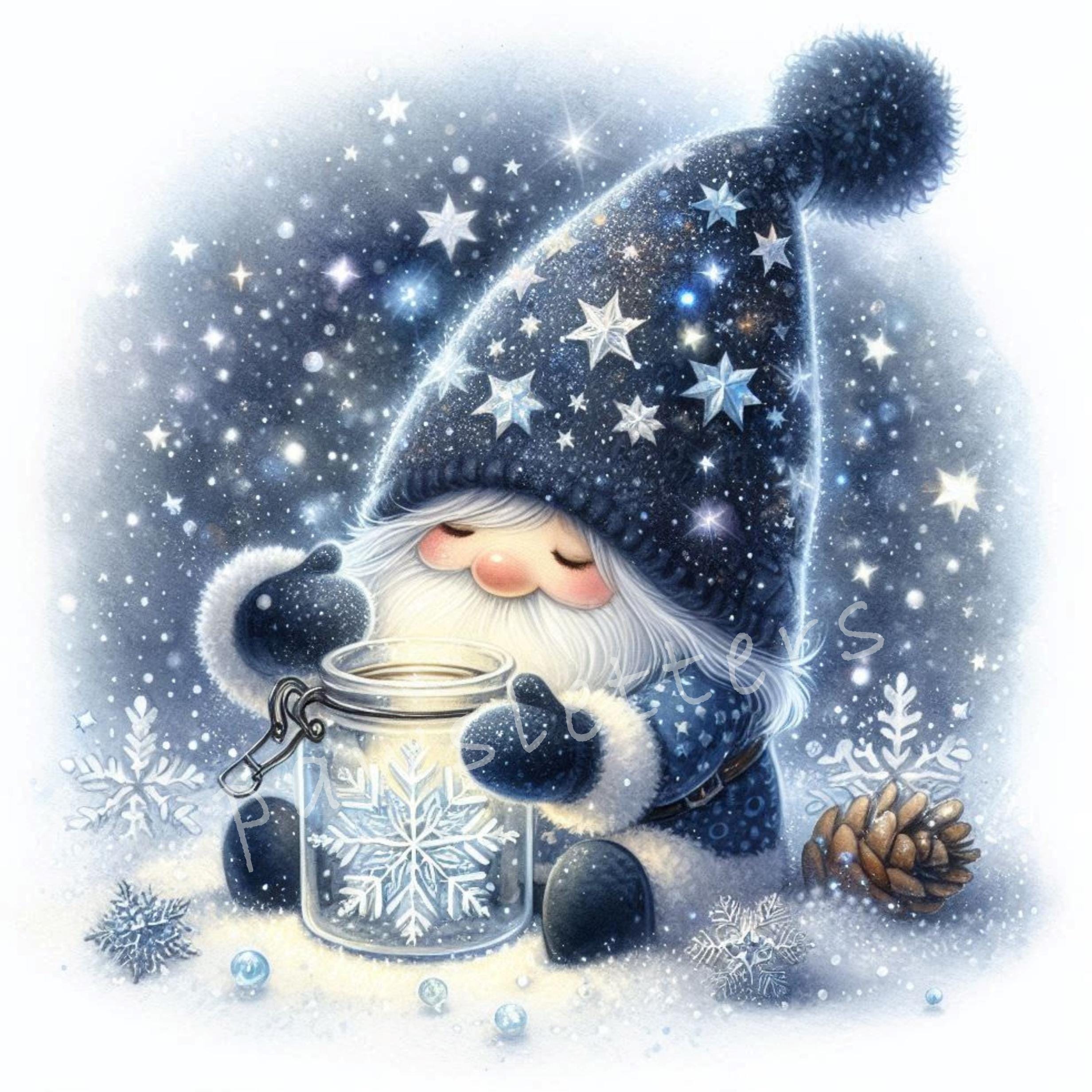 Snowflake Collector Gnome Clipart 10 High Res Watercolor Jpgs Holiday ...