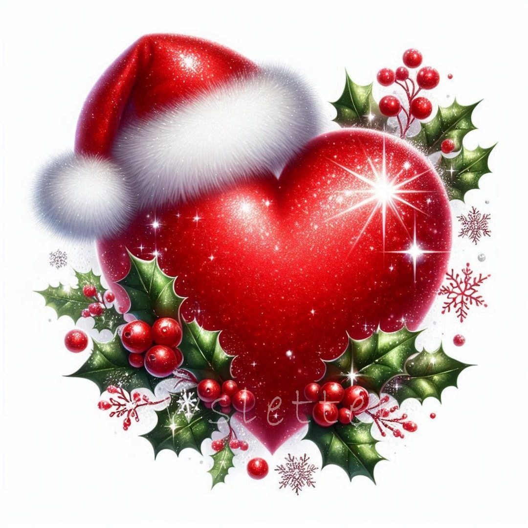 Christmas Red Hearts Clipart | Set of 10 | High Quality 300 DPI Jpegs ...