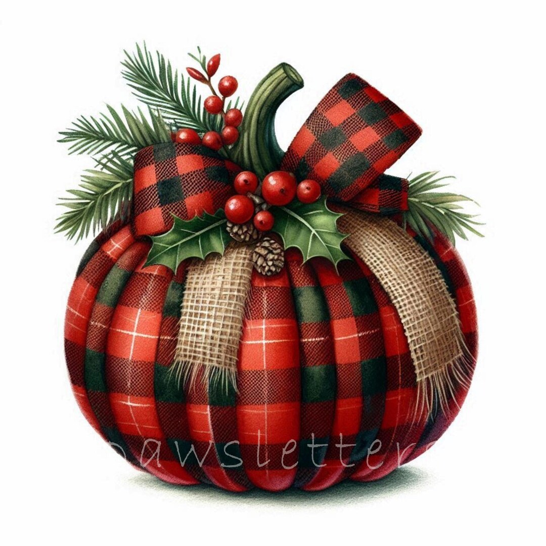 Plaid Pumpkin and Pinecones Clipart | Set of 10 | High Quality 300 DPI ...