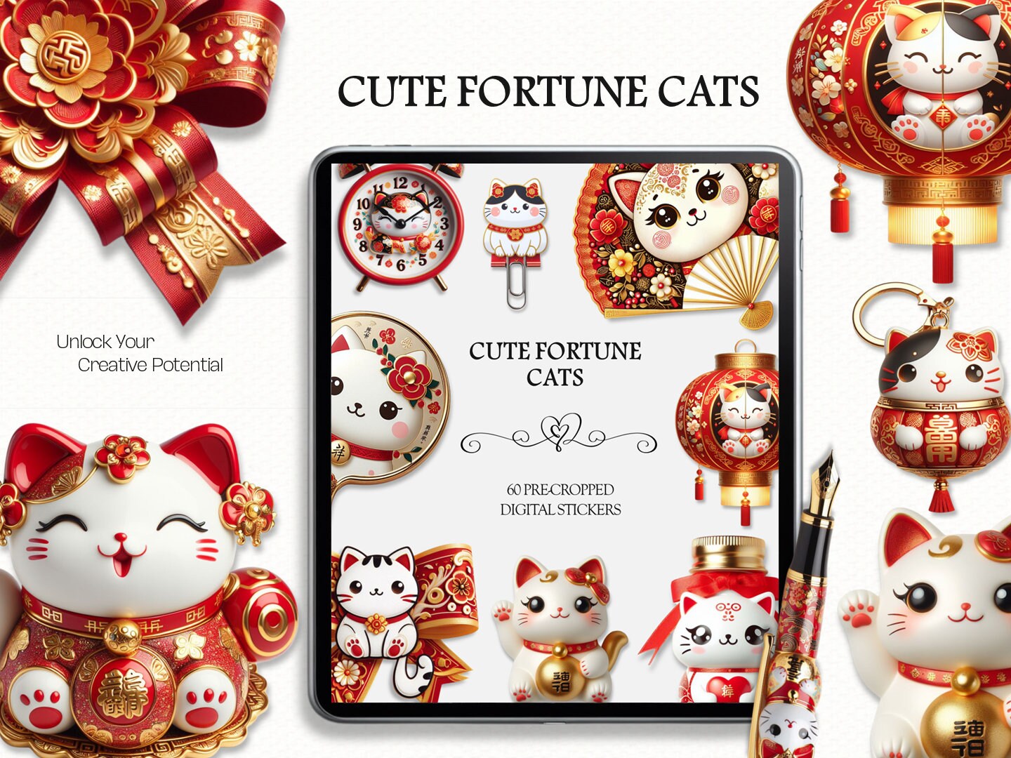 Fortune Cat PNG, Lucky Cat Chinese New Year, Maneki-neko Digital ...
