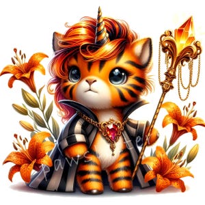 Tiger Unicorn Clipart, 10 Cute Animal JPG, High Quality 300 DPI ...