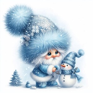 Winter Gnomes Clip Art 10 High Res Watercolor Jpgs for Junk Journal ...