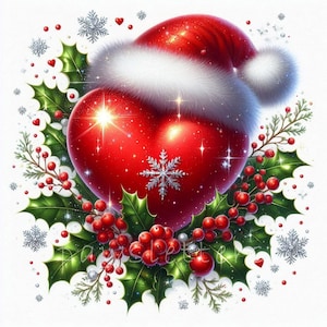 Christmas Red Hearts Clipart | Set of 10 | High Quality 300 DPI Jpegs ...