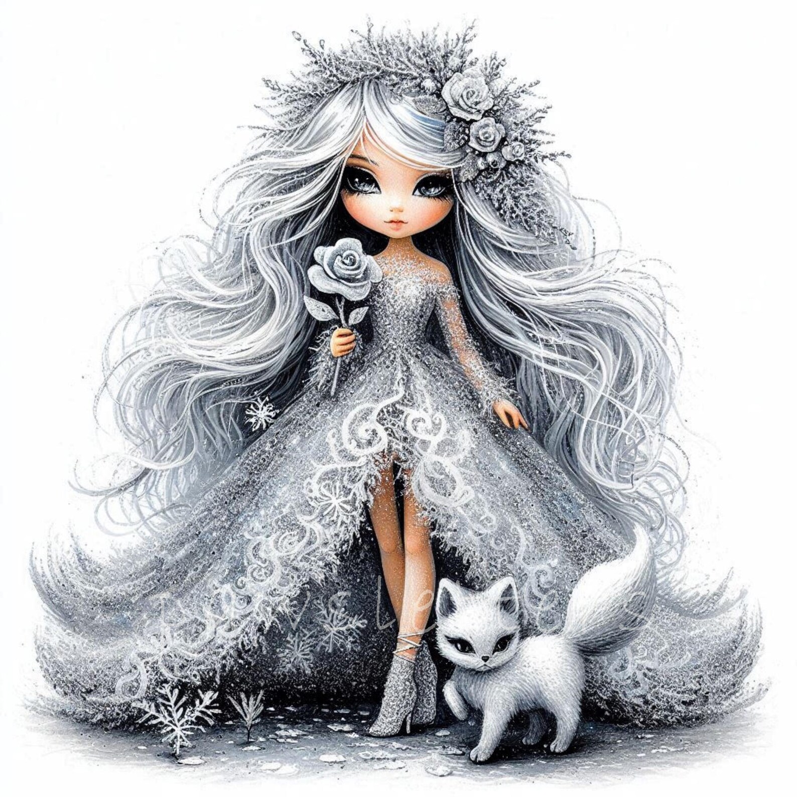 Winter Frost Princess Clip Art 10 High Res Watercolor Jpgs for Junk ...