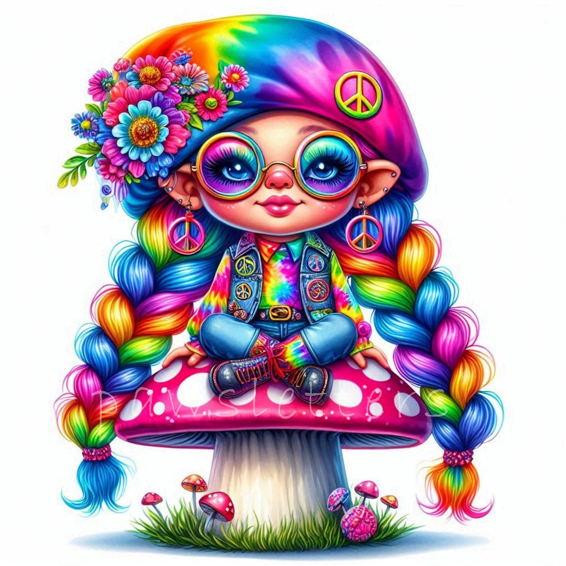 Groovy Hippie Gnome Clipart | Set of 10 | High Quality 300 DPI Jpegs ...