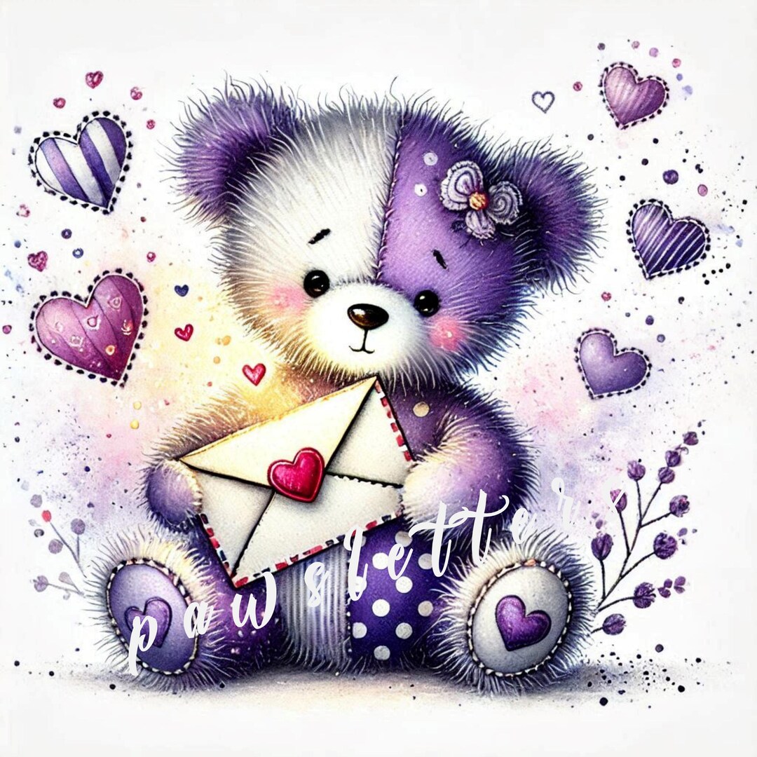 Love Letter Valentines Teddy Bear Clipart | Set of 10 | High Quality ...