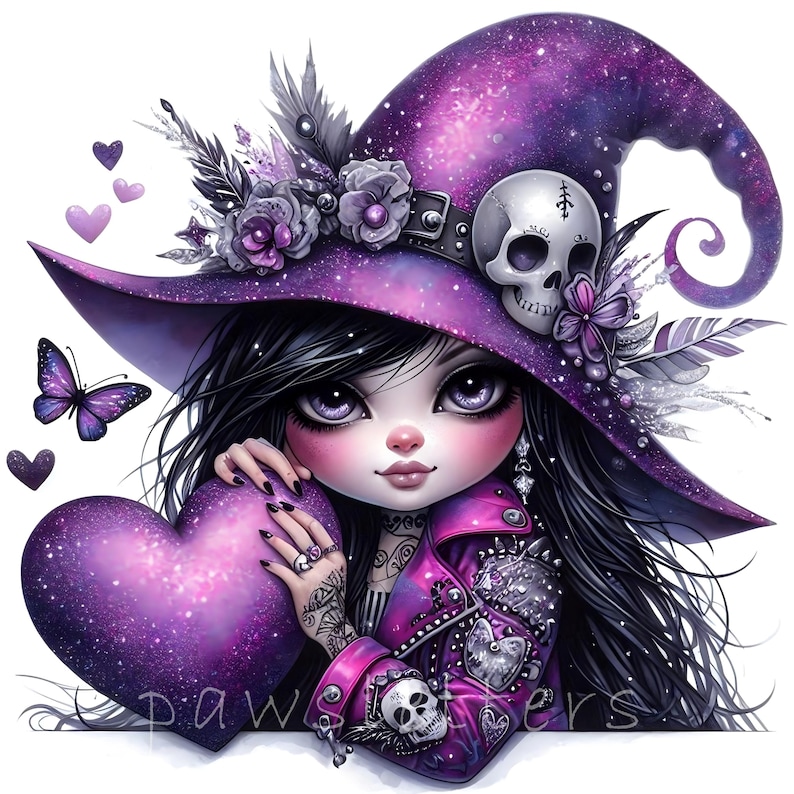 Edgy Tattoo Gnome Clipart: Goth Valentine Skull Graphics, Funky ...