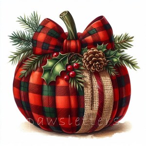 Plaid Pumpkin and Pinecones Clipart | Set of 10 | High Quality 300 DPI ...