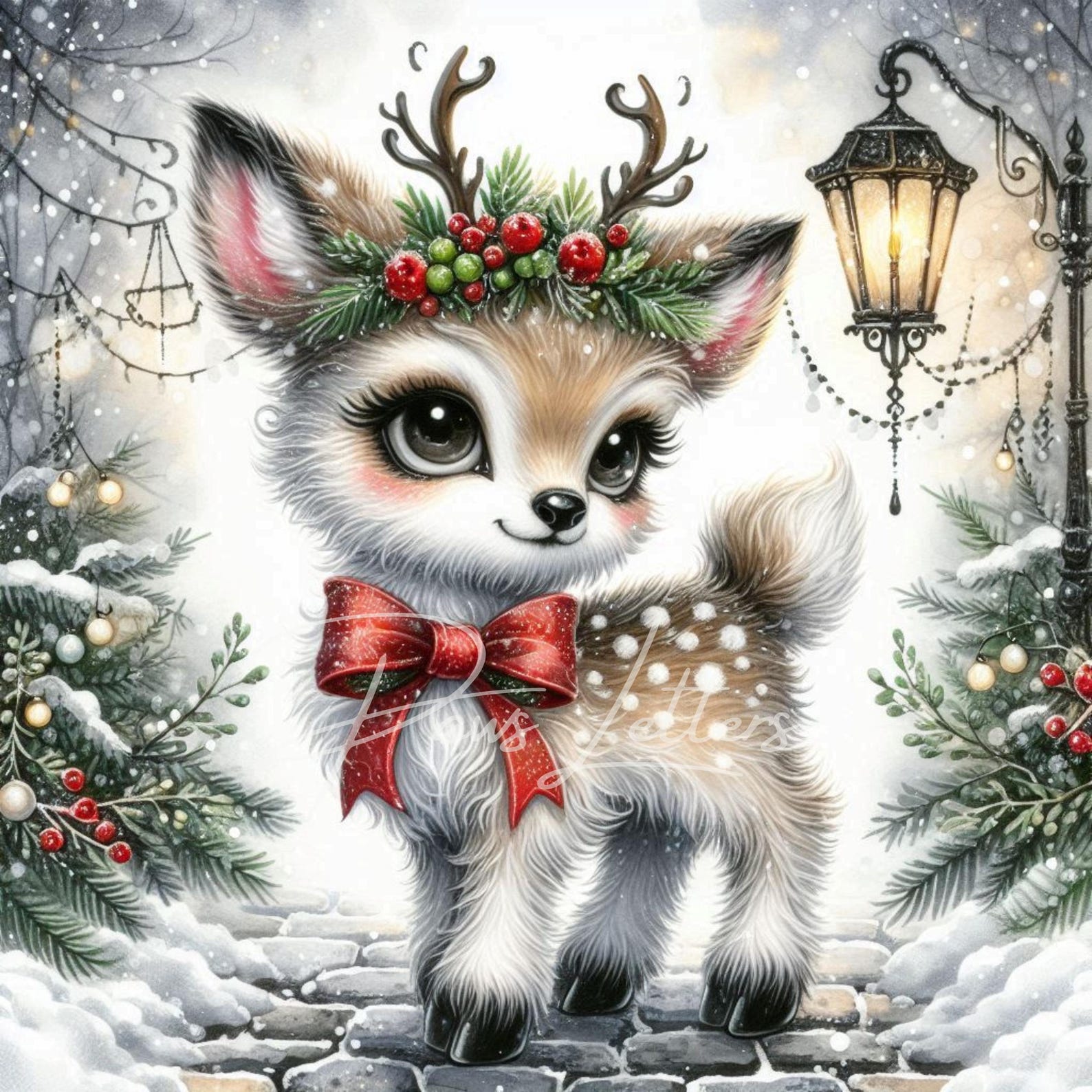 Christmas Animals Clip Art 12 High Res Watercolor Jpgs Winter Animals ...