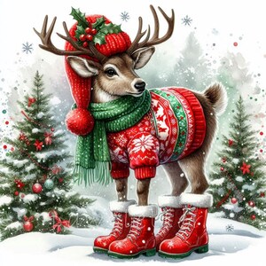 Christmas Reindeer Clipart | Set of 10 | High Quality 300 DPI Jpegs ...