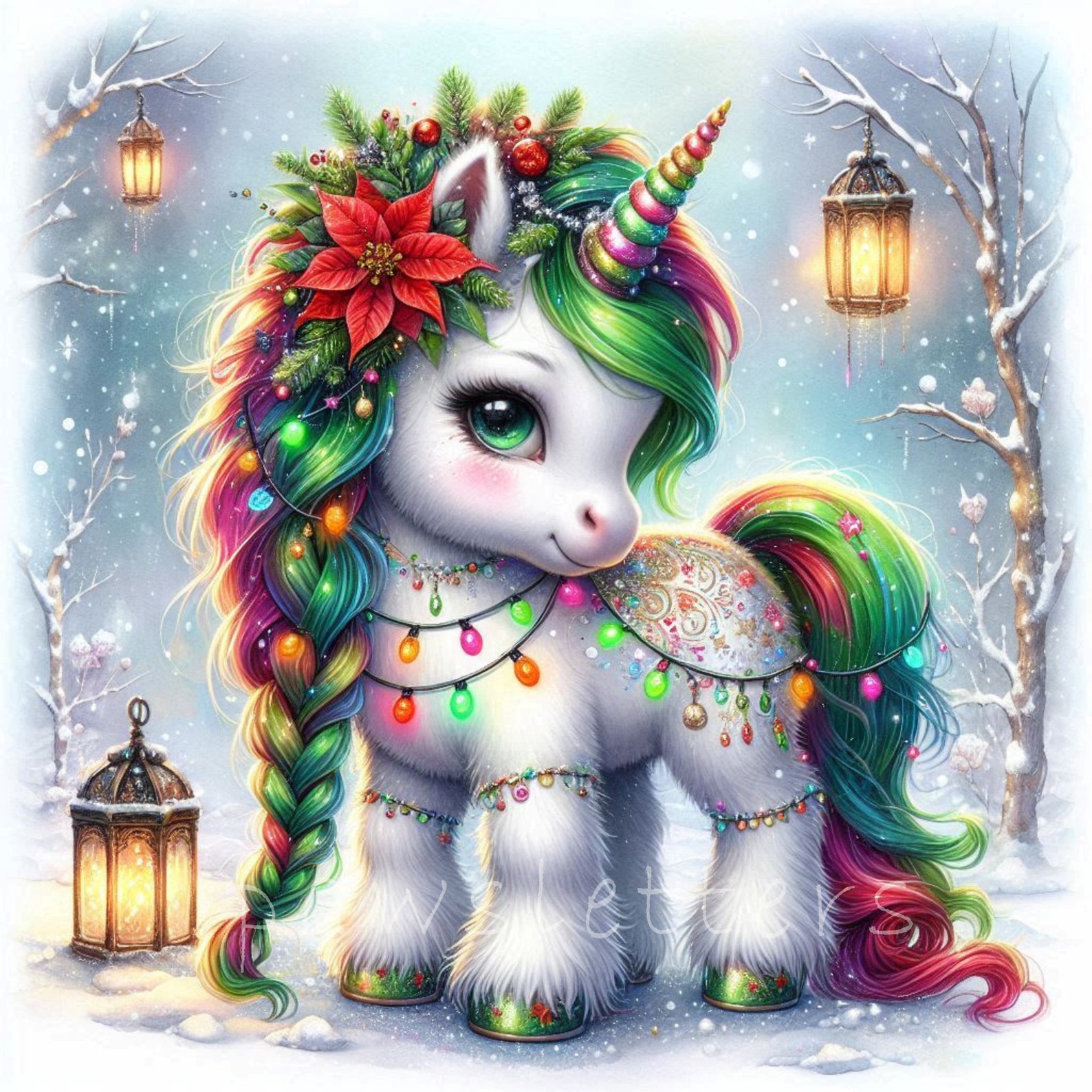 Christmas Unicorn Clipart | Set of 10 | High Quality 300 DPI Jpegs ...