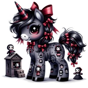 Cursed Doll Unicorn Clipart Bundle 10 High Res Jpgs, Watercolor Cute ...