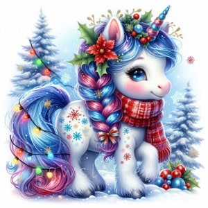 Christmas Winter Unicorn Clipart | Set of 10 | High Quality 300 DPI ...