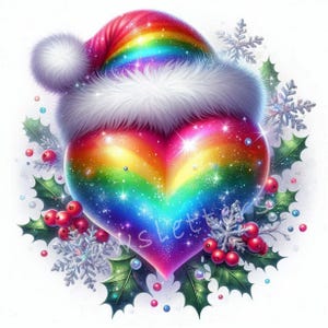 Winter Christmas Rainbow Hearts Clipart | Set of 10 | High Quality 300 ...