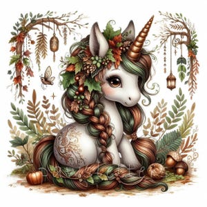 Hello Fall Woodland Unicorn Clipart | Set of 10 | High Quality 300 DPI ...