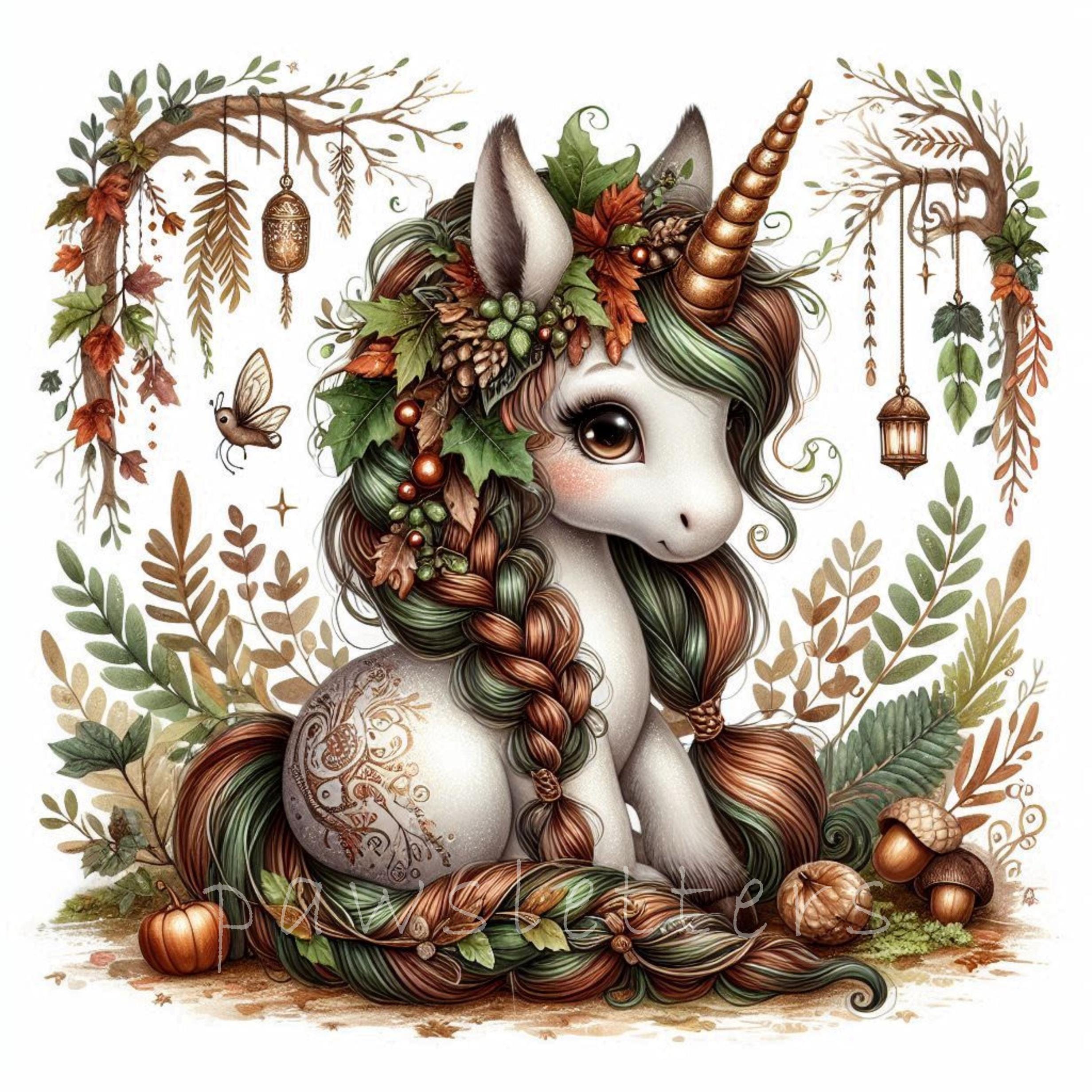 Hello Fall Woodland Unicorn Clipart | Set of 10 | High Quality 300 DPI ...