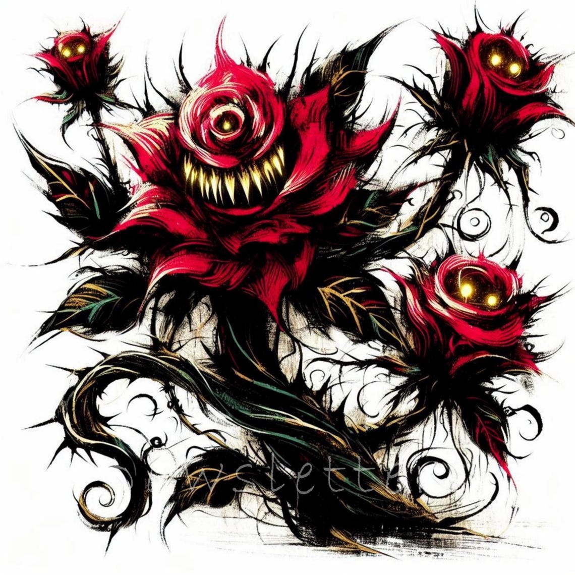 Vampiric Rose Vines | Set of 10 | High Quality 300 DPI Jpegs | Spooky ...