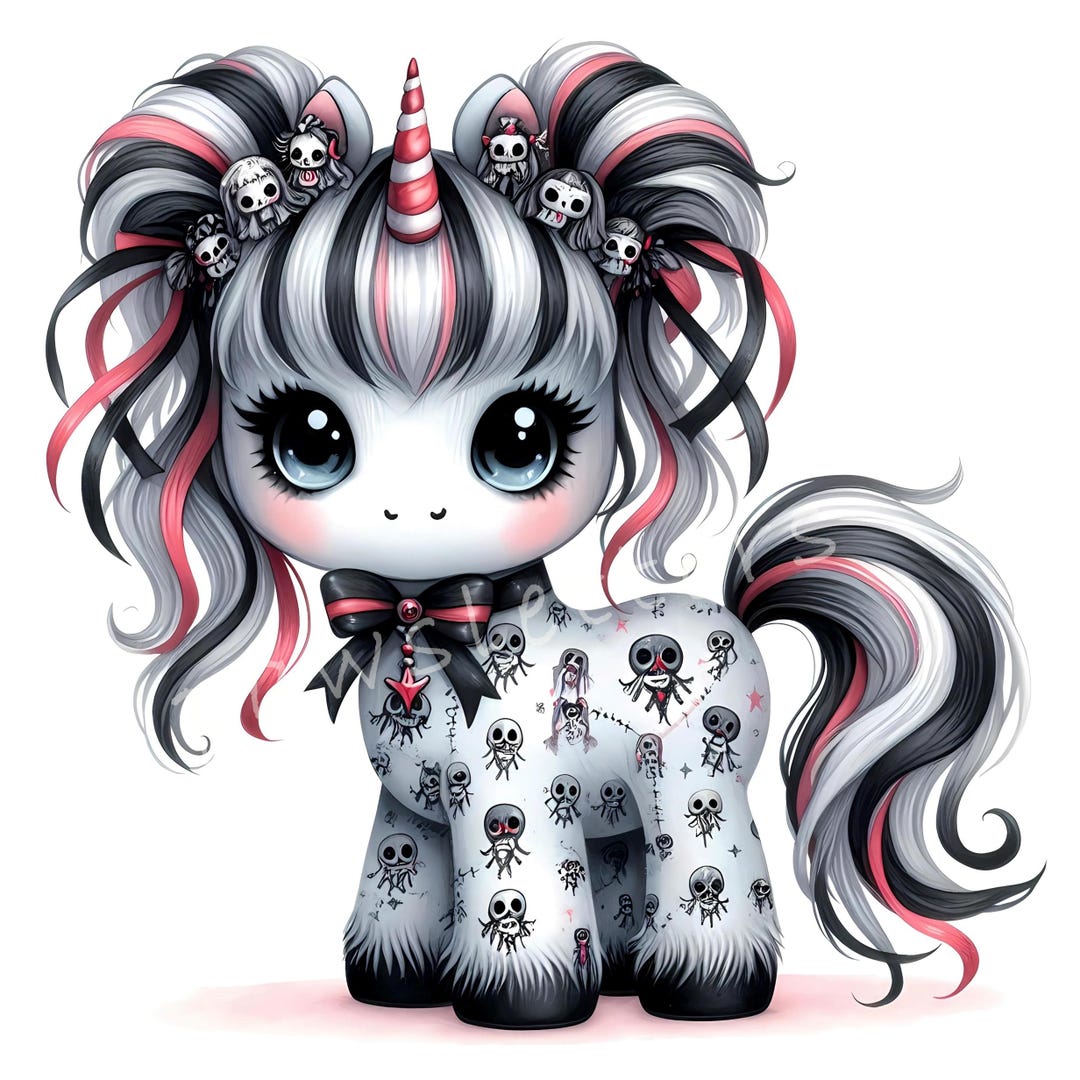 Cursed Doll Unicorn Clipart Bundle 10 High Res Jpgs, Watercolor Cute ...