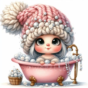 Cozy Bathtub Gnome Clipart | Set of 10 | High Quality 300 DPI Jpegs | Adorable Spa Gnome | Gnome ...