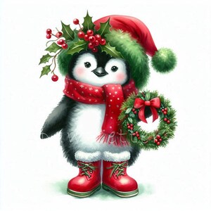 Christmas Penguin Clipart | Set of 10 | High Quality 300 DPI Jpegs ...